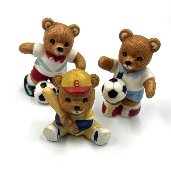 Homco | Accents | Vintage Ceramic Teddy Bear Soccer Baseball Figurines ...